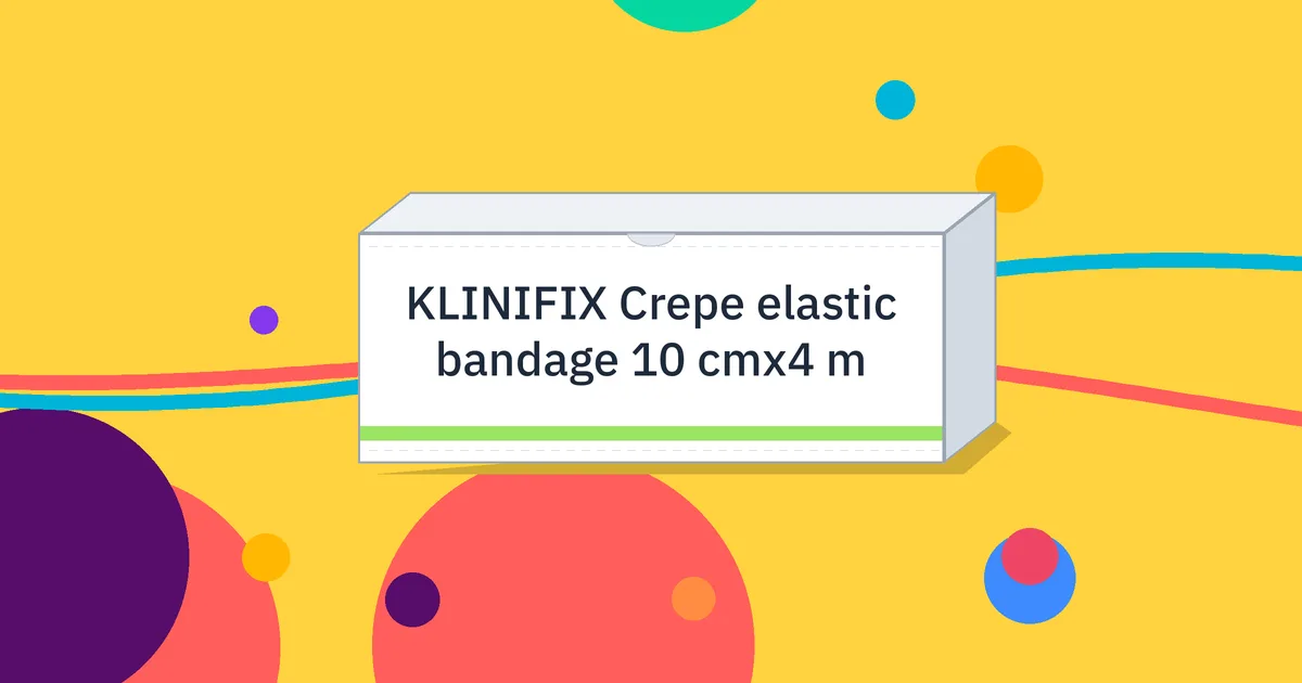 Symbolbild: Packung mit der Aufschrift KLINIFIX Crepe elastic bandage 10 cmx4 m (PZN 19851841) – Verfügbarkeit und Bezug in Apotheken in Frankfurt am Main
