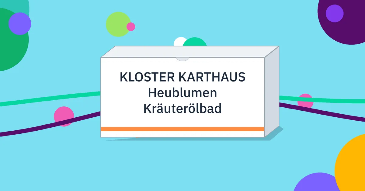 Symbolbild: Packung mit der Aufschrift KLOSTER KARTHAUS Heublumen Kräuterölbad (PZN 01654181) – Verfügbarkeit und Bezug in Apotheken in Frankfurt am Main