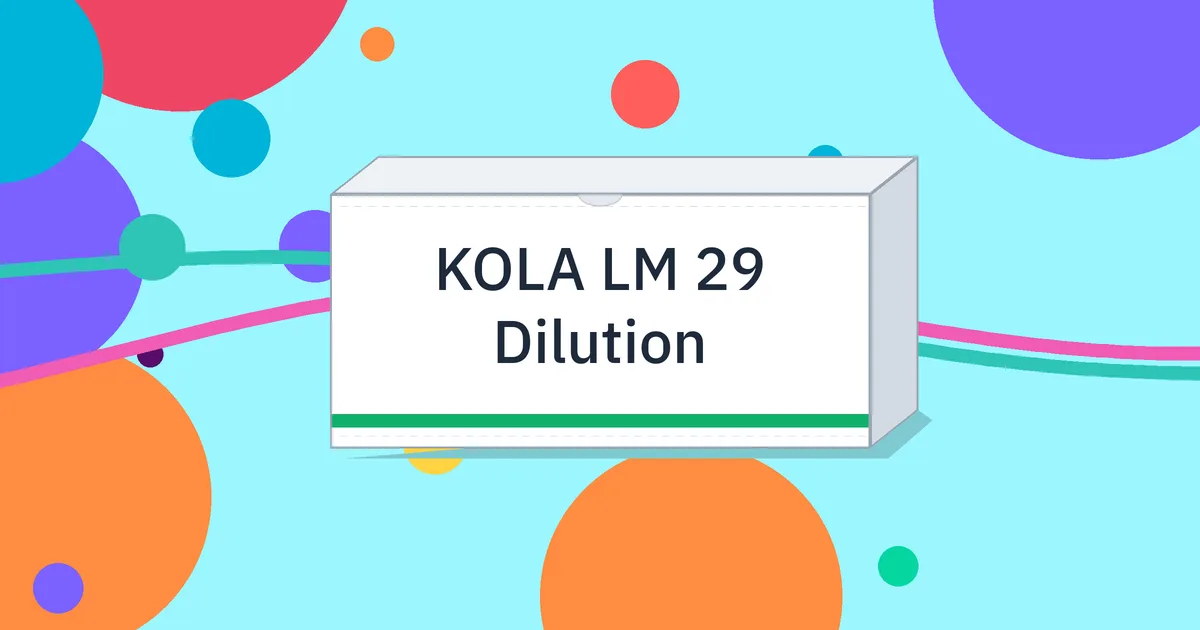 Symbolbild: Packung mit der Aufschrift KOLA LM 29 Dilution (PZN 13519620) – Verfügbarkeit und Bezug in Apotheken in Frankfurt am Main