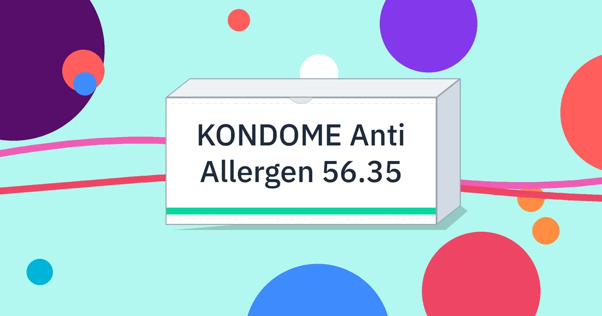 Symbolbild: Packung mit der Aufschrift KONDOME Anti Allergen 56.35 (PZN 00590496) – Verfügbarkeit und Bezug in Apotheken in Frankfurt am Main