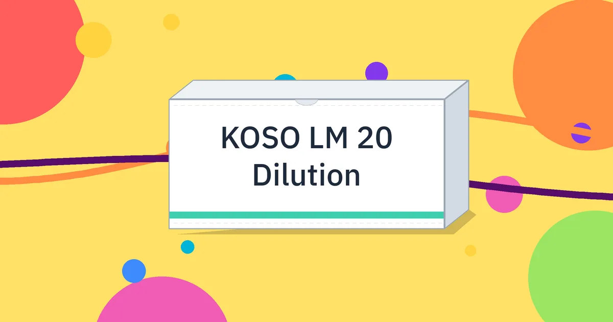 Symbolbild: Packung mit der Aufschrift KOSO LM 20 Dilution (PZN 13519985) – Verfügbarkeit und Bezug in Apotheken in Frankfurt am Main