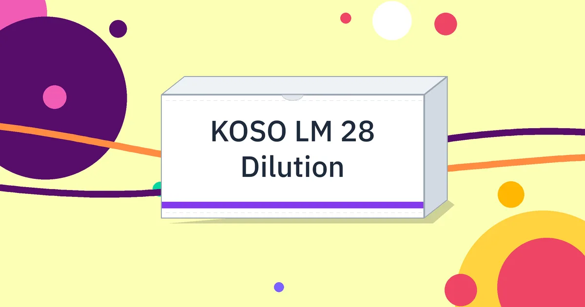 Symbolbild: Packung mit der Aufschrift KOSO LM 28 Dilution (PZN 13520089) – Verfügbarkeit und Bezug in Apotheken in Frankfurt am Main
