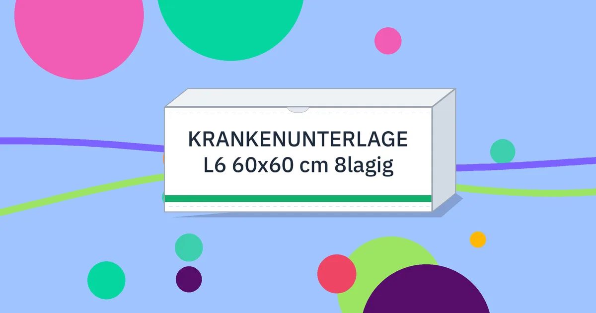 Symbolbild: Packung mit der Aufschrift KRANKENUNTERLAGE L6 60x60 cm 8lagig (PZN 04082259) – Verfügbarkeit und Bezug in Apotheken in Frankfurt am Main