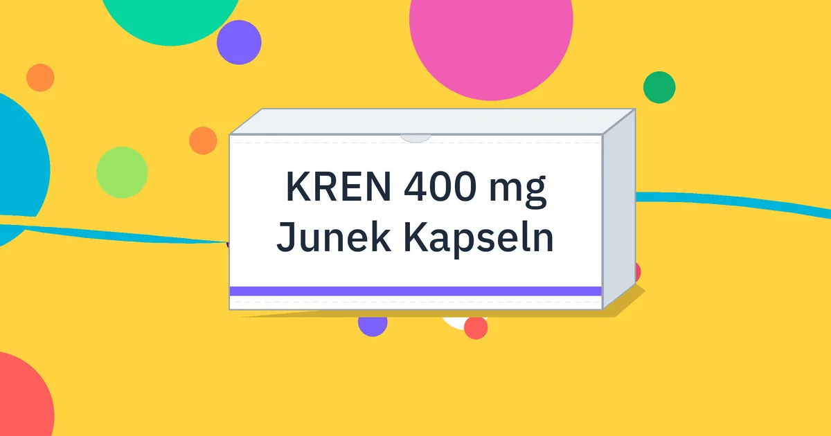 Symbolbild: Packung mit der Aufschrift KREN 400 mg Junek Kapseln (PZN 00139324) – Verfügbarkeit und Bezug in Apotheken in Frankfurt am Main