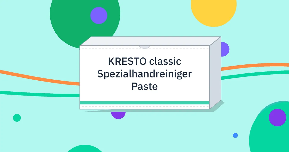 Symbolbild: Packung mit der Aufschrift KRESTO classic Spezialhandreiniger Paste (PZN 07313222) – Verfügbarkeit und Bezug in Apotheken in Frankfurt am Main