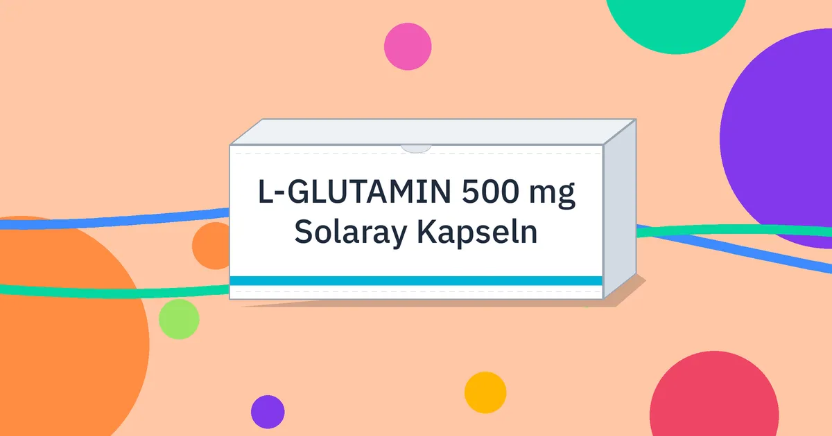 Symbolbild: Packung mit der Aufschrift L-GLUTAMIN 500 mg Solaray Kapseln (PZN 17254147) – Verfügbarkeit und Bezug in Apotheken in Frankfurt am Main