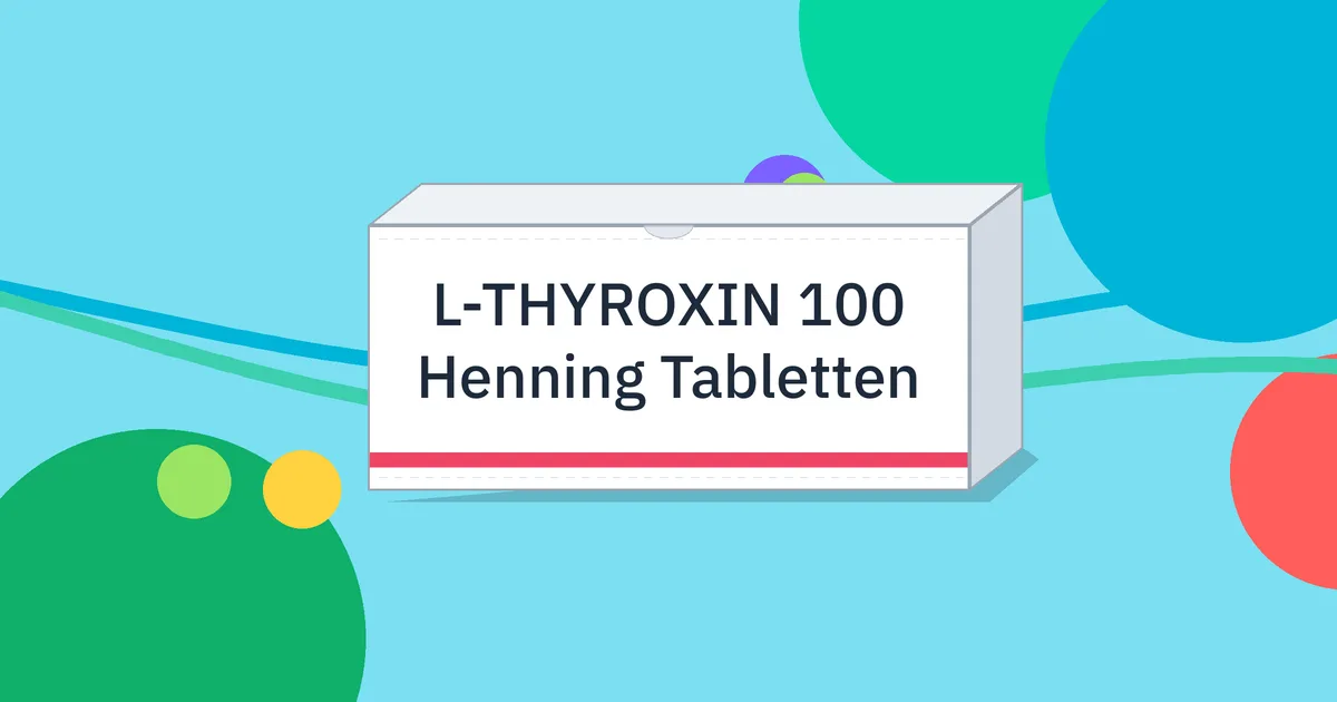 Symbolbild: Packung mit der Aufschrift L-THYROXIN 100 Henning Tabletten (PZN 02532764) – Verfügbarkeit und Bezug in Apotheken in Frankfurt am Main