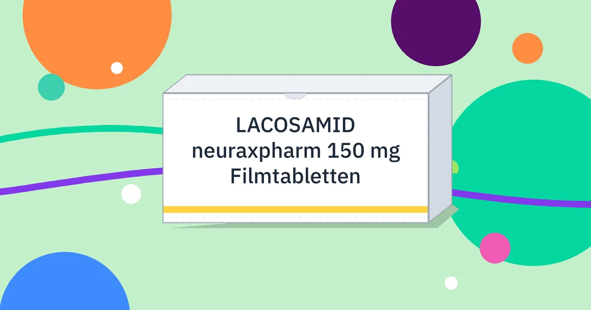 Symbolbild: Packung mit der Aufschrift LACOSAMID neuraxpharm 150 mg Filmtabletten (PZN 18085793) – Verfügbarkeit und Bezug in Apotheken in Frankfurt am Main