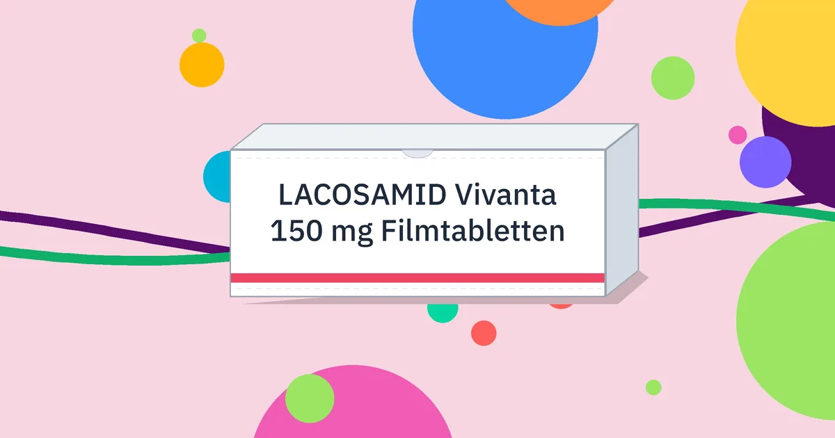 Symbolbild: Packung mit der Aufschrift LACOSAMID Vivanta 150 mg Filmtabletten (PZN 18084003) – Verfügbarkeit und Bezug in Apotheken in Frankfurt am Main
