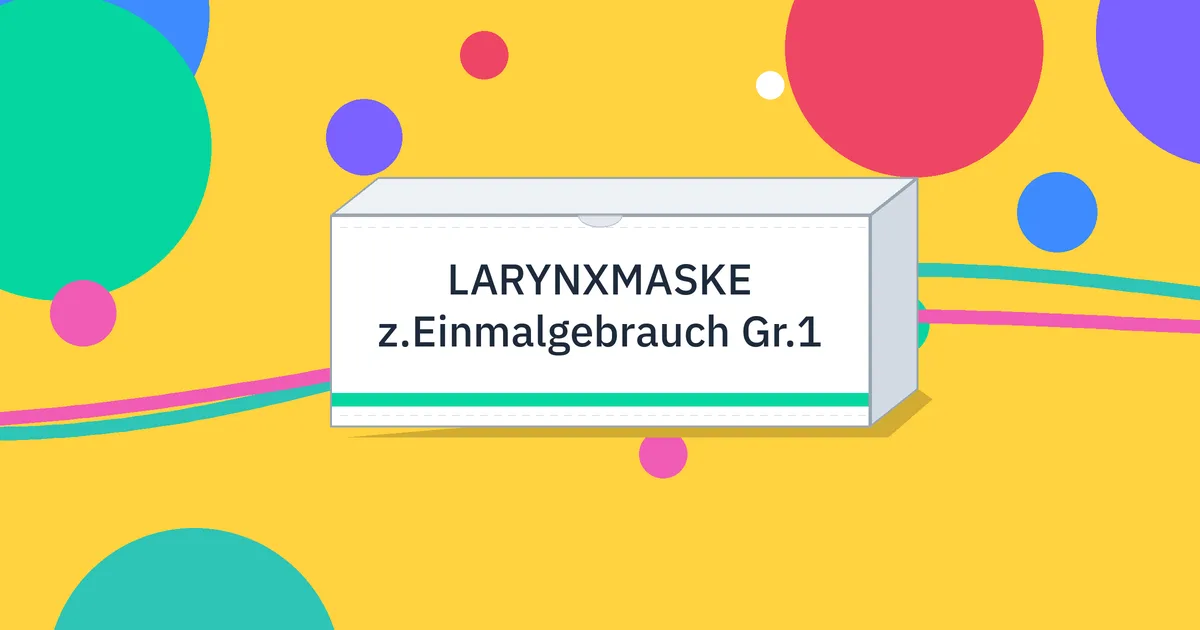 Symbolbild: Packung mit der Aufschrift LARYNXMASKE z.Einmalgebrauch Gr.1 (PZN 15740323) – Verfügbarkeit und Bezug in Apotheken in Frankfurt am Main
