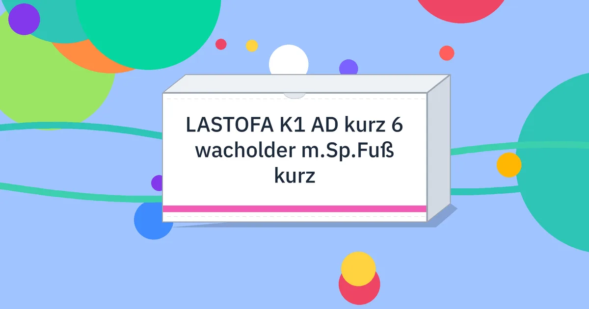 Symbolbild: Packung mit der Aufschrift LASTOFA K1 AD kurz 6 wacholder m.Sp.Fuß kurz (PZN 13788194) – Verfügbarkeit und Bezug in Apotheken in Frankfurt am Main