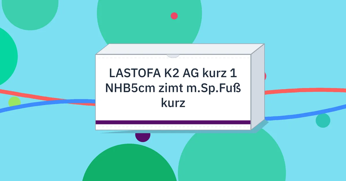 Symbolbild: Packung mit der Aufschrift LASTOFA K2 AG kurz 1 NHB5cm zimt m.Sp.Fuß kurz (PZN 13801902) – Verfügbarkeit und Bezug in Apotheken in Frankfurt am Main