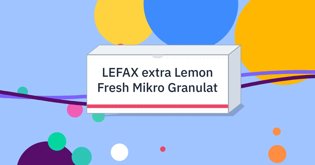 Symbolbild: Packung mit der Aufschrift LEFAX extra Lemon Fresh Mikro Granulat (PZN 09013180) – Verfügbarkeit und Bezug in Apotheken in Frankfurt am Main