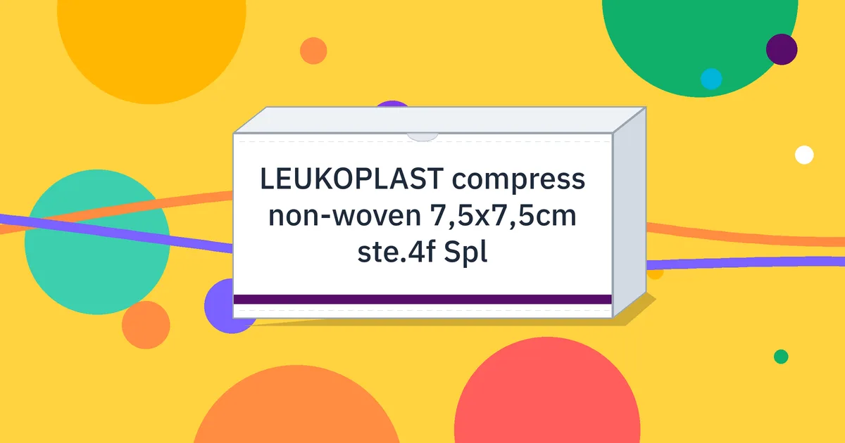 Symbolbild: Packung mit der Aufschrift LEUKOPLAST compress non-woven 7,5x7,5cm ste.4f Spl (PZN 19064422) – Verfügbarkeit und Bezug in Apotheken in Frankfurt am Main