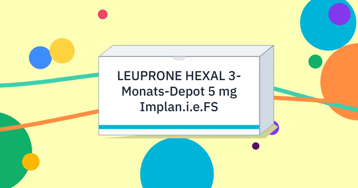 Symbolbild: Packung mit der Aufschrift LEUPRONE HEXAL 3-Monats-Depot 5 mg Implan.i.e.FS (PZN 19301388) – Verfügbarkeit und Bezug in Apotheken in Frankfurt am Main