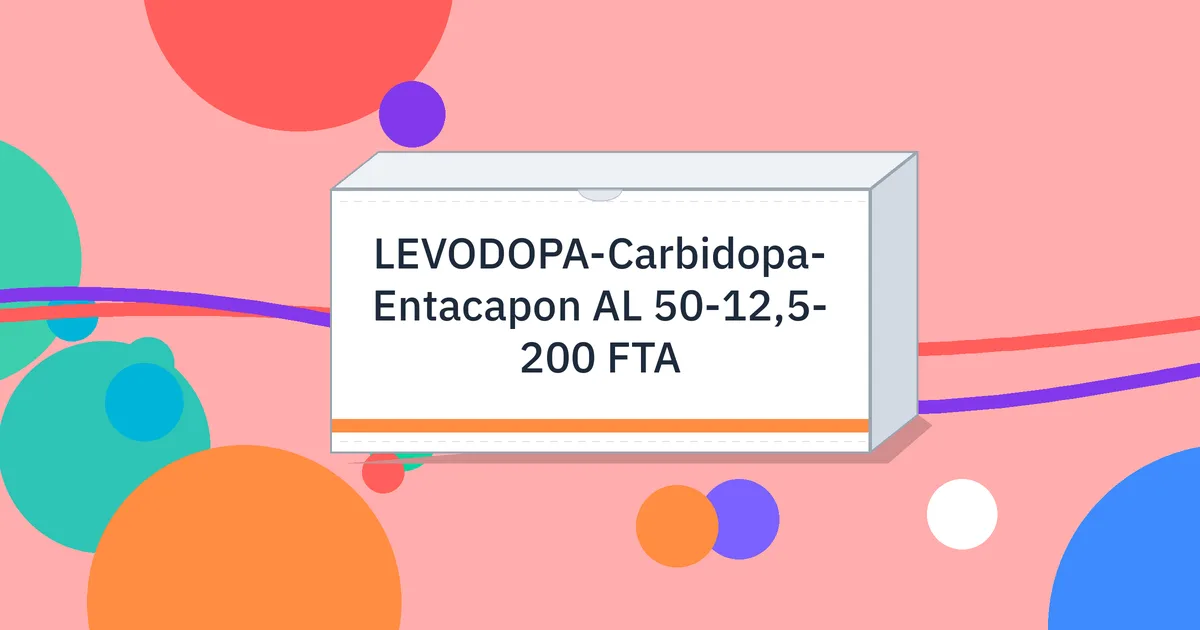 Symbolbild: Packung mit der Aufschrift LEVODOPA-Carbidopa-Entacapon AL 50-12,5-200 FTA (PZN 10385857) – Verfügbarkeit und Bezug in Apotheken in Frankfurt am Main