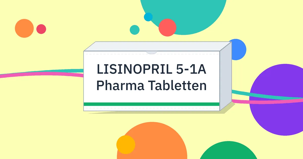 Symbolbild: Packung mit der Aufschrift LISINOPRIL 5-1A Pharma Tabletten (PZN 03061864) – Verfügbarkeit und Bezug in Apotheken in Frankfurt am Main