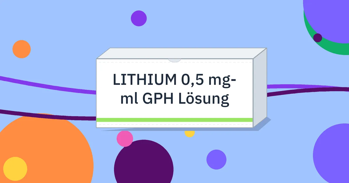 Symbolbild: Packung mit der Aufschrift LITHIUM 0,5 mg-ml GPH Lösung (PZN 20346864) – Verfügbarkeit und Bezug in Apotheken in Frankfurt am Main