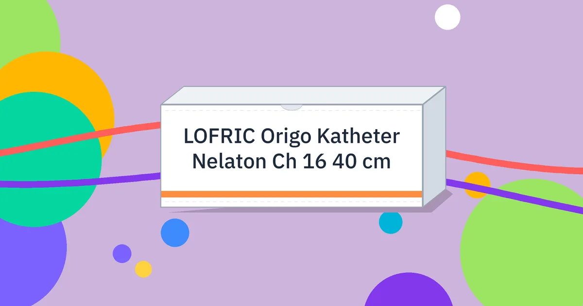 Symbolbild: Packung mit der Aufschrift LOFRIC Origo Katheter Nelaton Ch 16 40 cm (PZN 16671825) – Verfügbarkeit und Bezug in Apotheken in Frankfurt am Main