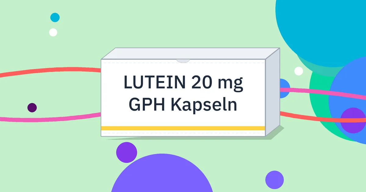 Symbolbild: Packung mit der Aufschrift LUTEIN 20 mg GPH Kapseln (PZN 06075335) – Verfügbarkeit und Bezug in Apotheken in Frankfurt am Main