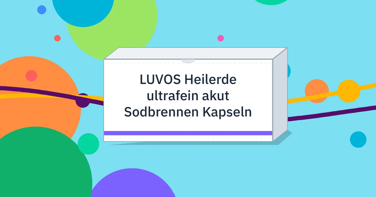Symbolbild: Packung mit der Aufschrift LUVOS Heilerde ultrafein akut Sodbrennen Kapseln (PZN 18380687) – Verfügbarkeit und Bezug in Apotheken in Frankfurt am Main