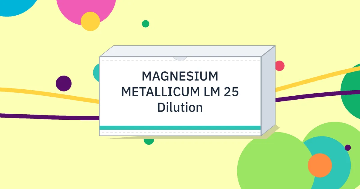Symbolbild: Packung mit der Aufschrift MAGNESIUM METALLICUM LM 25 Dilution (PZN 12938556) – Verfügbarkeit und Bezug in Apotheken in Frankfurt am Main
