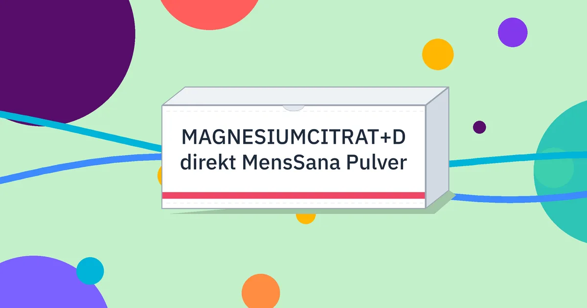 Symbolbild: Packung mit der Aufschrift MAGNESIUMCITRAT+D direkt MensSana Pulver (PZN 16613851) – Verfügbarkeit und Bezug in Apotheken in Frankfurt am Main
