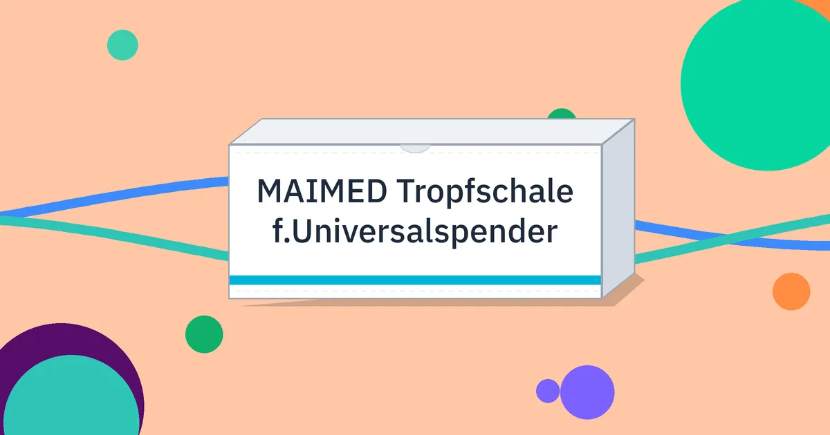 Symbolbild: Packung mit der Aufschrift MAIMED Tropfschale f.Universalspender (PZN 11125667) – Verfügbarkeit und Bezug in Apotheken in Frankfurt am Main