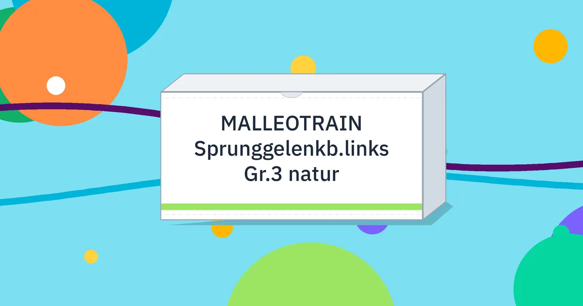 Symbolbild: Packung mit der Aufschrift MALLEOTRAIN Sprunggelenkb.links Gr.3 natur (PZN 01283773) – Verfügbarkeit und Bezug in Apotheken in Frankfurt am Main