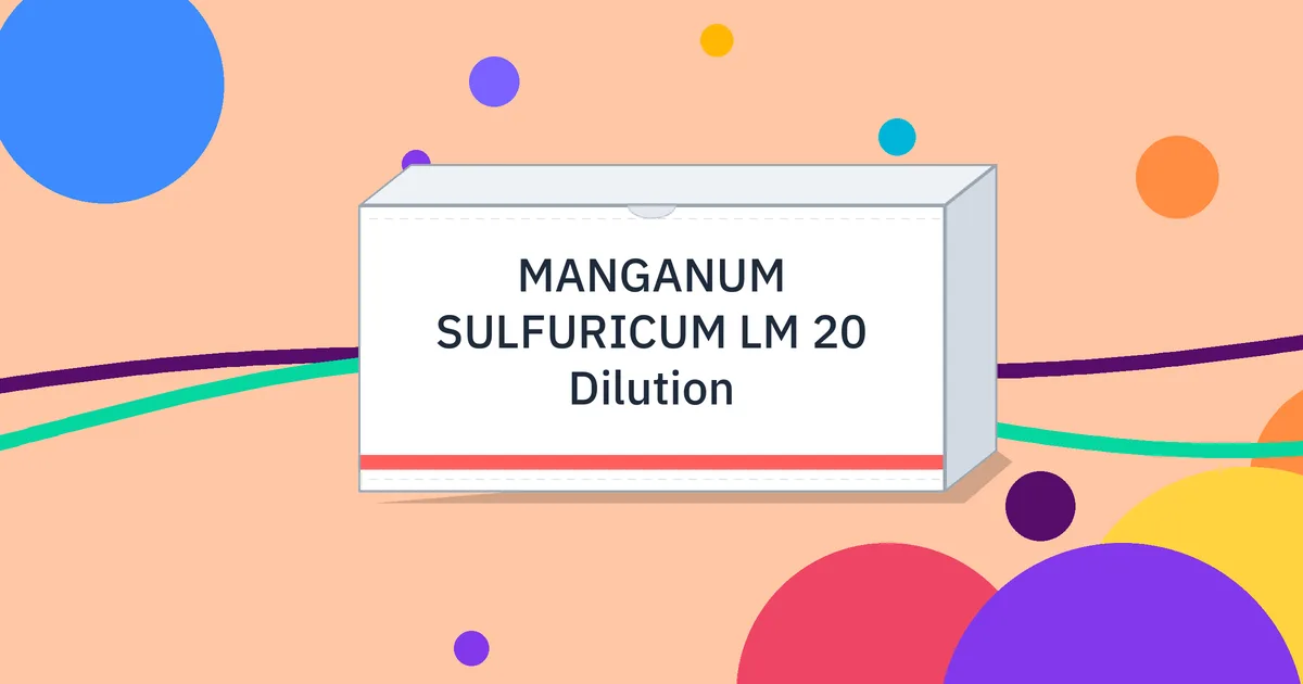 Symbolbild: Packung mit der Aufschrift MANGANUM SULFURICUM LM 20 Dilution (PZN 12946113) – Verfügbarkeit und Bezug in Apotheken in Frankfurt am Main