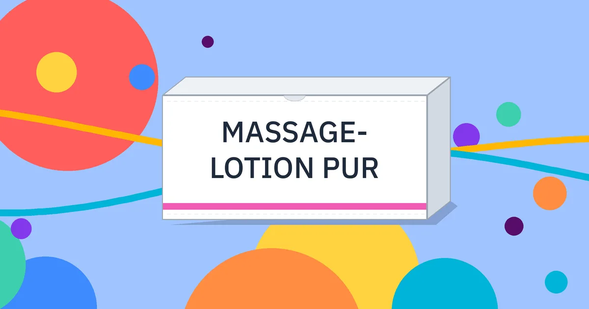 Symbolbild: Packung mit der Aufschrift MASSAGE-LOTION PUR (PZN 18035950) – Verfügbarkeit und Bezug in Apotheken in Frankfurt am Main