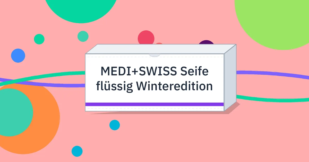 Symbolbild: Packung mit der Aufschrift MEDI+SWISS Seife flüssig Winteredition (PZN 20878259) – Verfügbarkeit und Bezug in Apotheken in Frankfurt am Main