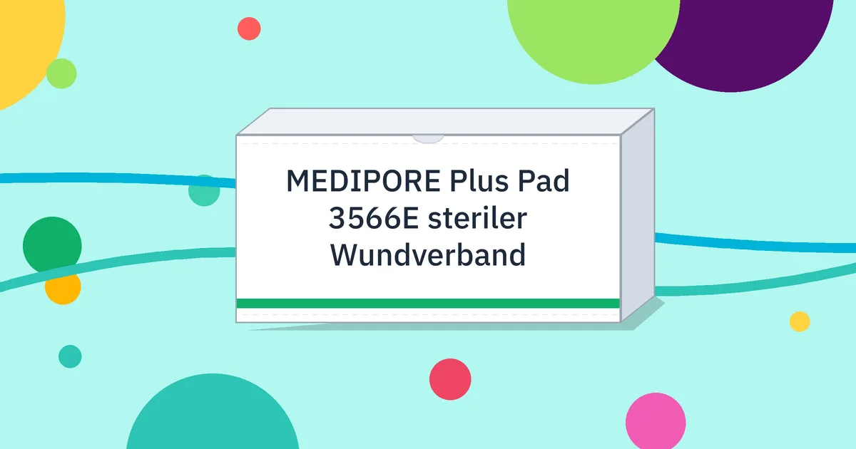 Symbolbild: Packung mit der Aufschrift MEDIPORE Plus Pad 3566E steriler Wundverband (PZN 17902586) – Verfügbarkeit und Bezug in Apotheken in Frankfurt am Main