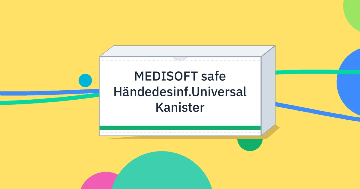 Symbolbild: Packung mit der Aufschrift MEDISOFT safe Händedesinf.Universal Kanister (PZN 19911951) – Verfügbarkeit und Bezug in Apotheken in Frankfurt am Main