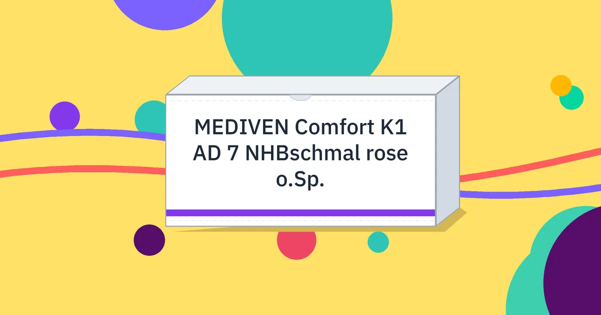 Symbolbild: Packung mit der Aufschrift MEDIVEN Comfort K1 AD 7 NHBschmal rose o.Sp. (PZN 14561446) – Verfügbarkeit und Bezug in Apotheken in Frankfurt am Main