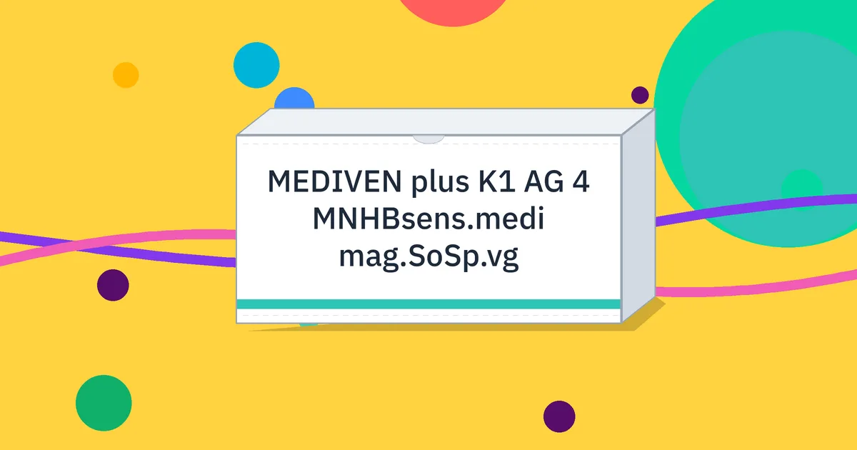 Symbolbild: Packung mit der Aufschrift MEDIVEN plus K1 AG 4 MNHBsens.medi mag.SoSp.vg (PZN 15917589) – Verfügbarkeit und Bezug in Apotheken in Frankfurt am Main