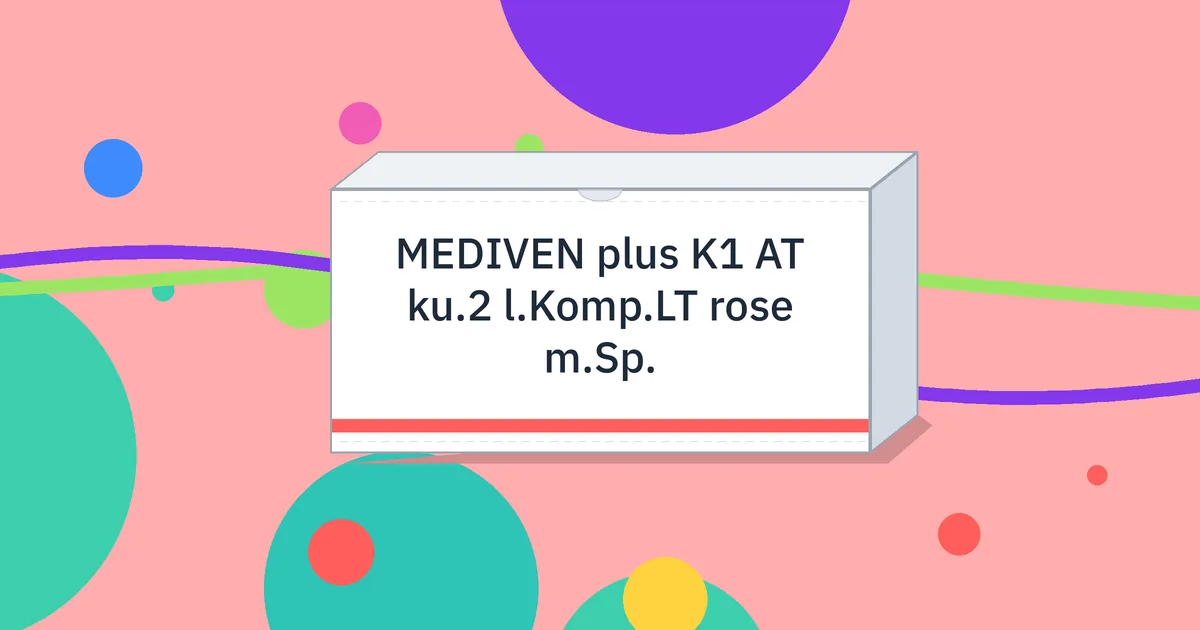 Symbolbild: Packung mit der Aufschrift MEDIVEN plus K1 AT ku.2 l.Komp.LT rose m.Sp. (PZN 15029274) – Verfügbarkeit und Bezug in Apotheken in Frankfurt am Main