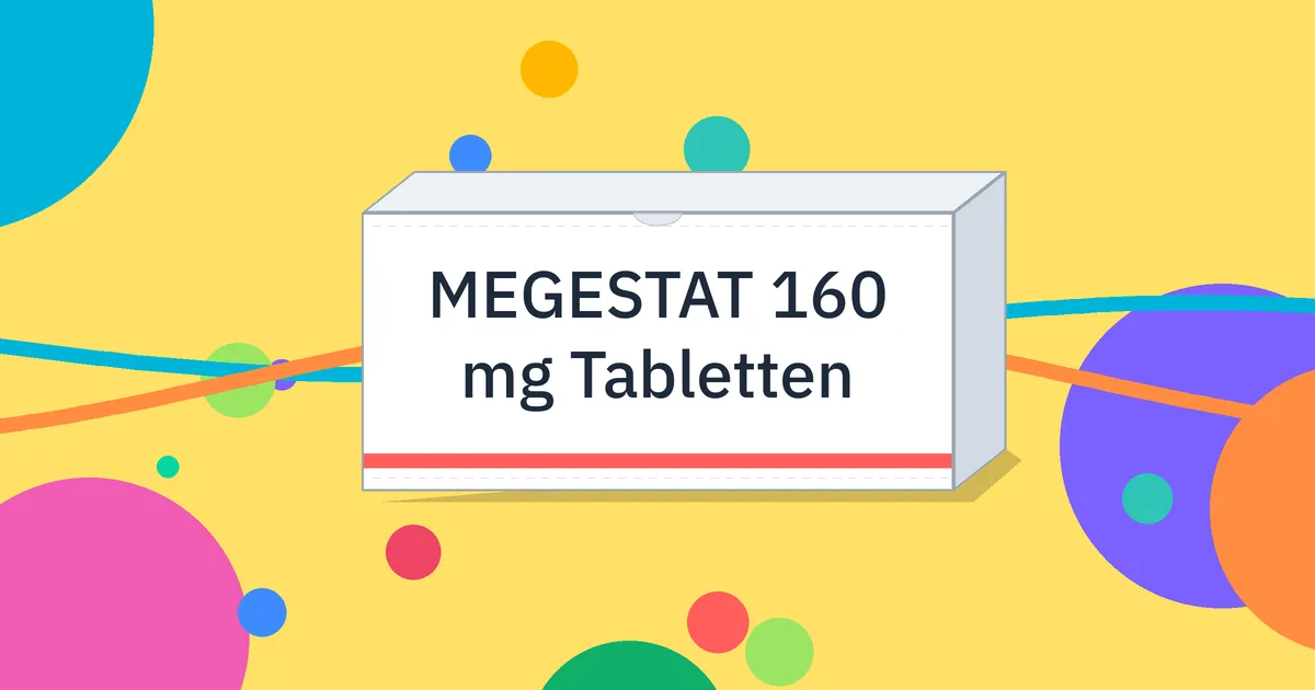 Symbolbild: Packung mit der Aufschrift MEGESTAT 160 mg Tabletten (PZN 19101117) – Verfügbarkeit und Bezug in Apotheken in Frankfurt am Main