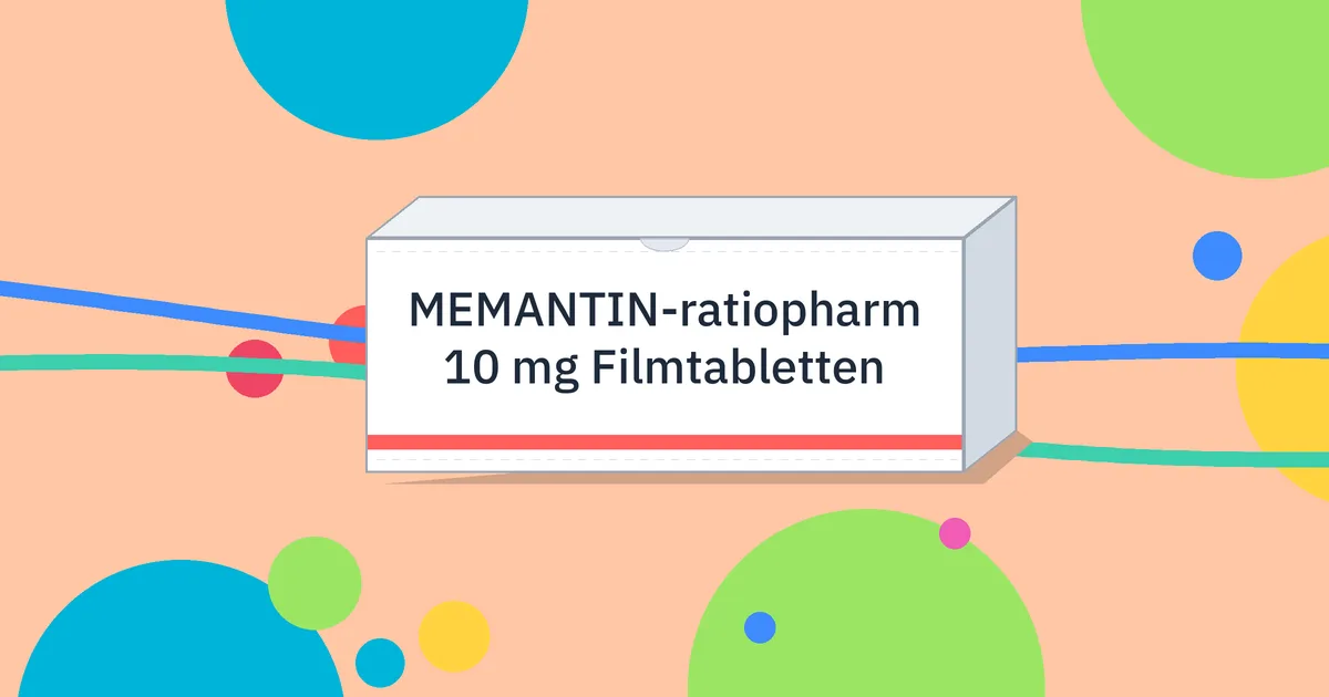 Symbolbild: Packung mit der Aufschrift MEMANTIN-ratiopharm 10 mg Filmtabletten (PZN 00146620) – Verfügbarkeit und Bezug in Apotheken in Frankfurt am Main
