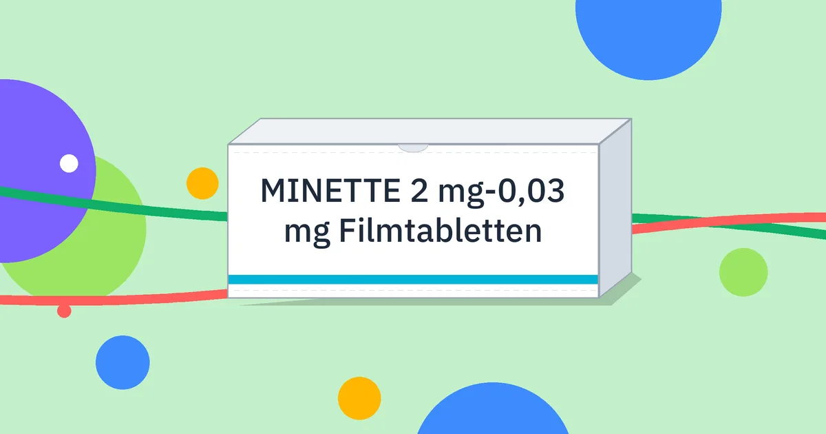 Symbolbild: Packung mit der Aufschrift MINETTE 2 mg-0,03 mg Filmtabletten (PZN 05372605) – Verfügbarkeit und Bezug in Apotheken in Frankfurt am Main