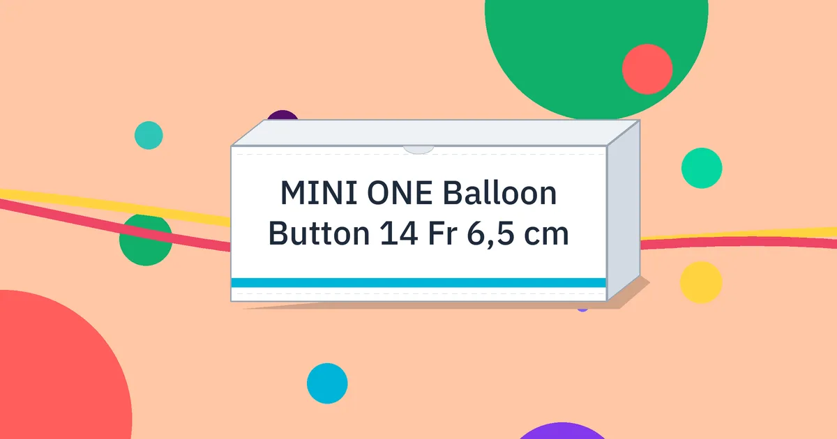 Symbolbild: Packung mit der Aufschrift MINI ONE Balloon Button 14 Fr 6,5 cm (PZN 14342017) – Verfügbarkeit und Bezug in Apotheken in Frankfurt am Main