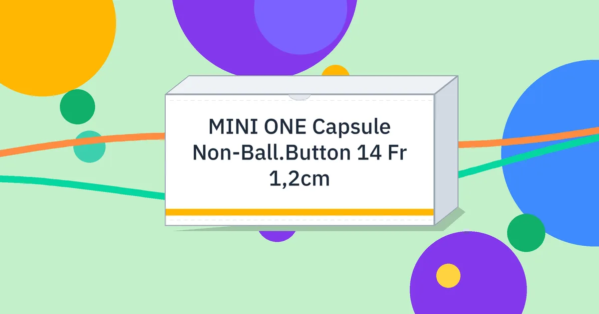 Symbolbild: Packung mit der Aufschrift MINI ONE Capsule Non-Ball.Button 14 Fr 1,2cm (PZN 14343695) – Verfügbarkeit und Bezug in Apotheken in Frankfurt am Main