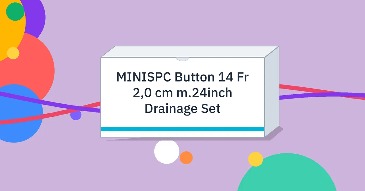 Symbolbild: Packung mit der Aufschrift MINISPC Button 14 Fr 2,0 cm m.24inch Drainage Set (PZN 20821710) – Verfügbarkeit und Bezug in Apotheken in Frankfurt am Main