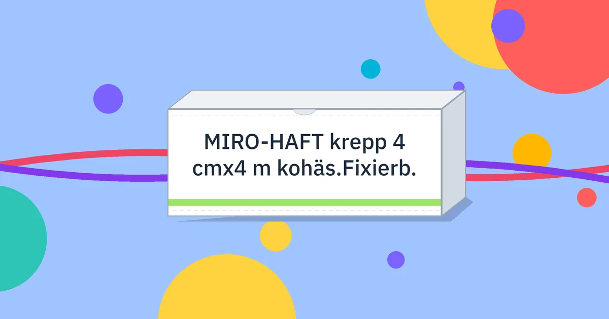 Symbolbild: Packung mit der Aufschrift MIRO-HAFT krepp 4 cmx4 m kohäs.Fixierb. (PZN 06855091) – Verfügbarkeit und Bezug in Apotheken in Frankfurt am Main