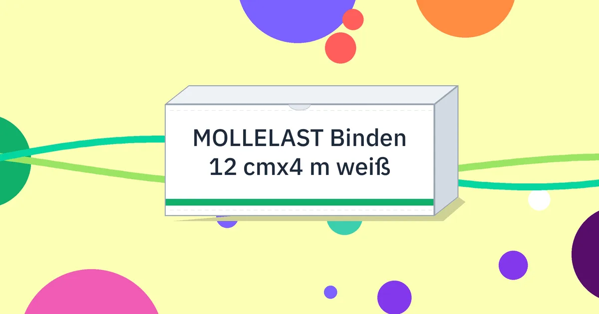Symbolbild: Packung mit der Aufschrift MOLLELAST Binden 12 cmx4 m weiß (PZN 04781520) – Verfügbarkeit und Bezug in Apotheken in Frankfurt am Main