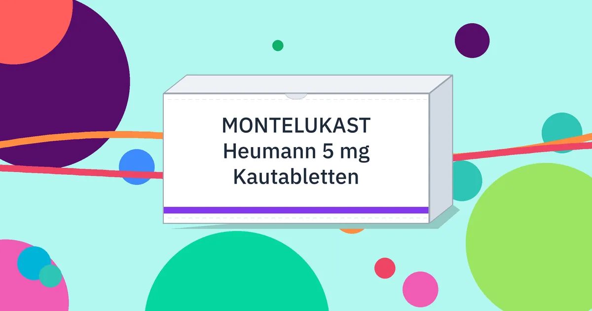 Symbolbild: Packung mit der Aufschrift MONTELUKAST Heumann 5 mg Kautabletten (PZN 09673522) – Verfügbarkeit und Bezug in Apotheken in Frankfurt am Main