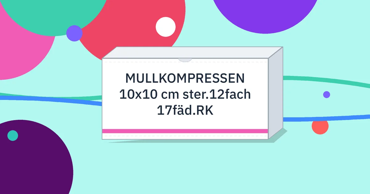 Symbolbild: Packung mit der Aufschrift MULLKOMPRESSEN 10x10 cm ster.12fach 17fäd.RK (PZN 06930622) – Verfügbarkeit und Bezug in Apotheken in Frankfurt am Main