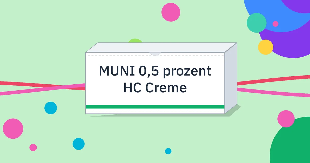 Symbolbild: Packung mit der Aufschrift MUNI 0,5 prozent HC Creme (PZN 07276082) – Verfügbarkeit und Bezug in Apotheken in Frankfurt am Main