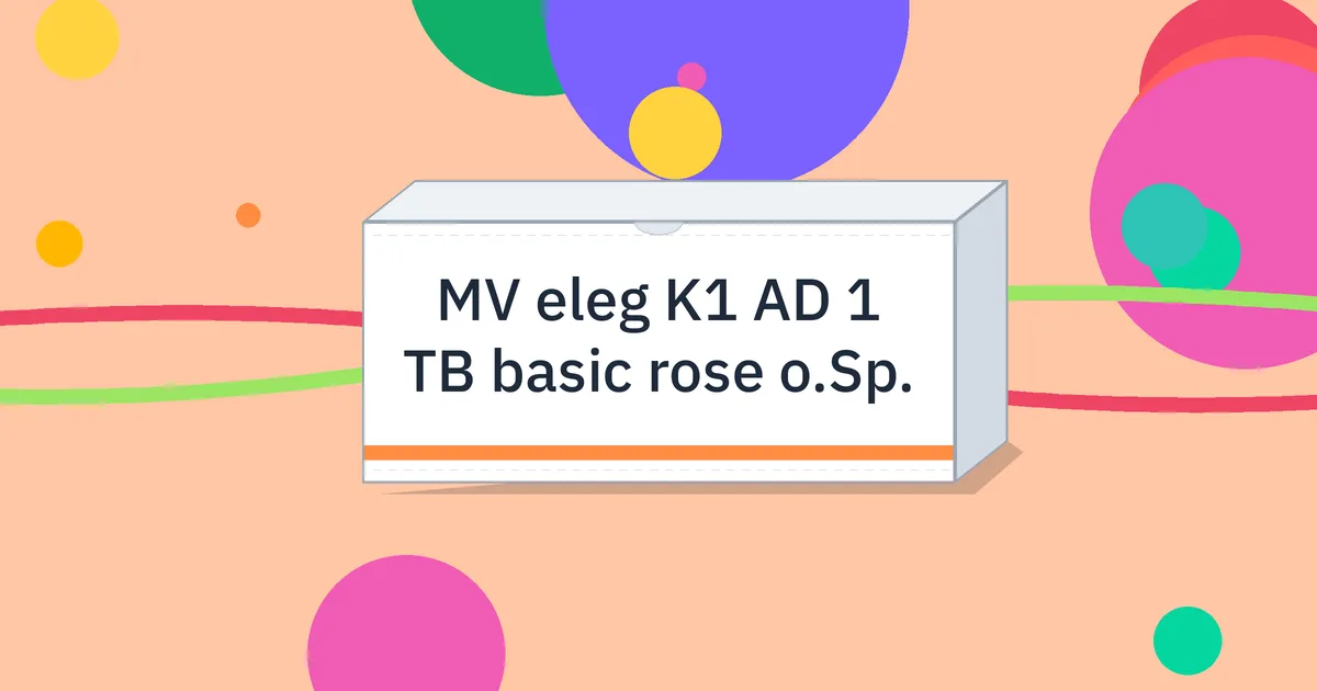 Symbolbild: Packung mit der Aufschrift MV eleg K1 AD 1 TB basic rose o.Sp. (PZN 14686308) – Verfügbarkeit und Bezug in Apotheken in Frankfurt am Main