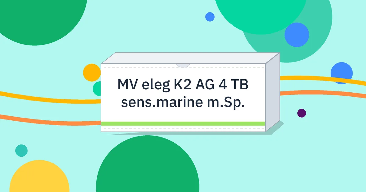 Symbolbild: Packung mit der Aufschrift MV eleg K2 AG 4 TB sens.marine m.Sp. (PZN 14611061) – Verfügbarkeit und Bezug in Apotheken in Frankfurt am Main